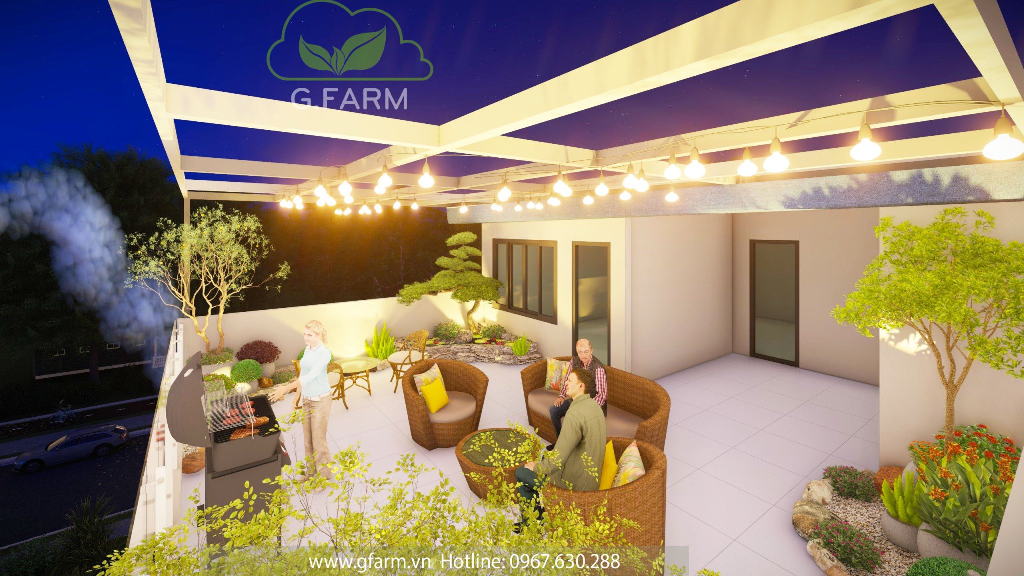 Thiết kế vườn sân thượng đẹp 50m2, năm 2024